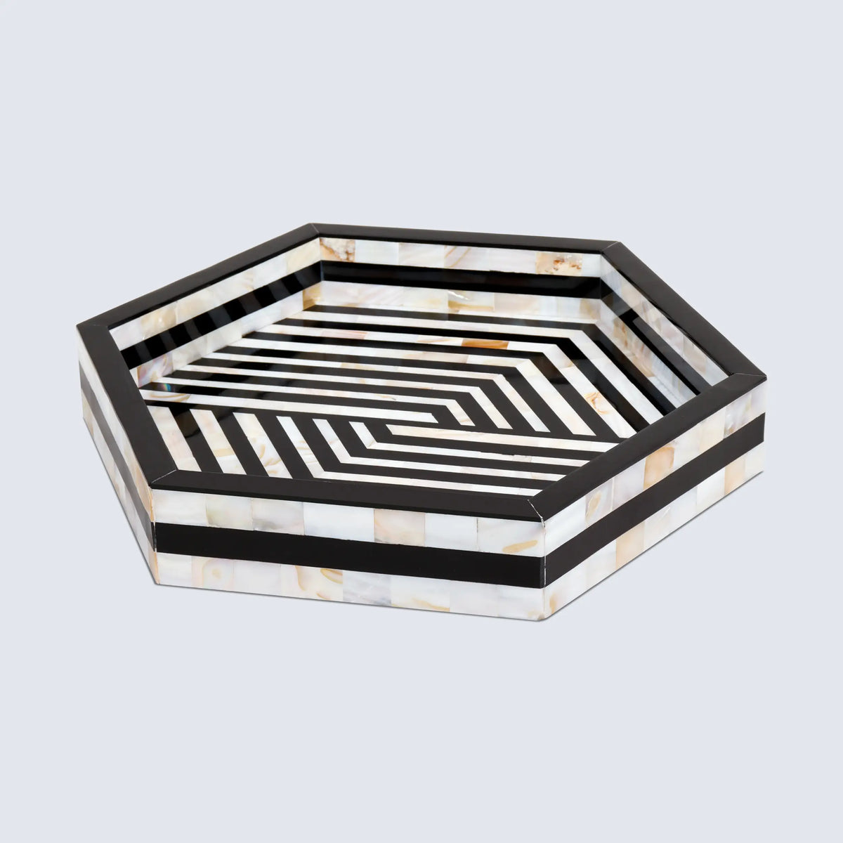 Decorative Tray Discovery Hex Black & White 12 x 12 inch – Handicrafts Home